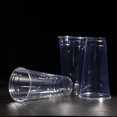 China Customizable 20oz Clear Stackable PET Plastic Cup for Boba Tea Cold Drinks for sale