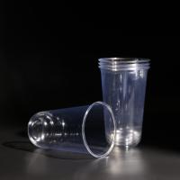 China Custom Printed PET Cups 14.5g 50PCS Clear Stackable Disposable Cold Drink Cups for sale