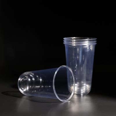 China Custom Printed PET Cups 14.5g 50PCS Clear Stackable Disposable Cold Drink Cups for sale