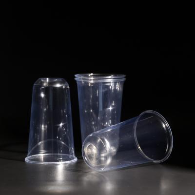 China 600ml Stackable PET Plastic Bubble Tea Cup BPA Free 1000pcs for Cold Drinks for sale