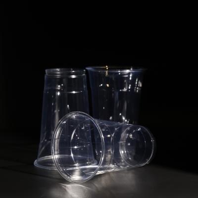 China 50 Count Stackable Disposable Plastic PET Cups 107x72x176mm Custom Print for Juice for sale