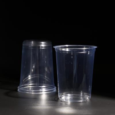 China Disposable 32oz PET Plastic Cup with Lid for Cold Beverages Coffee 500pcs for sale