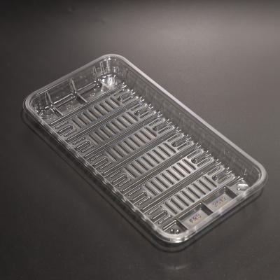 China BPA-Free Rectangular Plastic Food Tray - 14g PET Material, Microwave & Dishwasher Safe for Fresh Fruit Packaging for sale