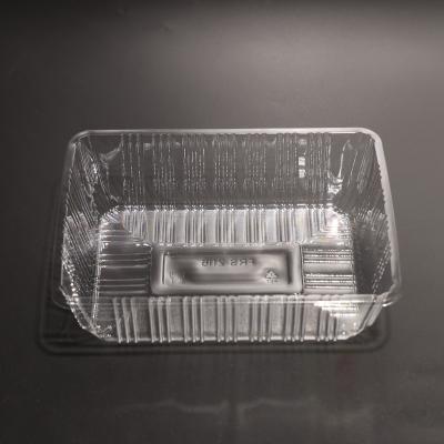 China PET Plastic Food Tray 210x155x50mm Disposable BPA Free Food Grade Plate for Cold Food Packaging for sale
