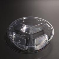China BPA Free Clear Round 3 Compartment PET Food Tray 175mm for Cold Food for sale