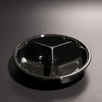 China PET 3-Compartment Disposable Food Tray 175x30mm Custom Color for sale