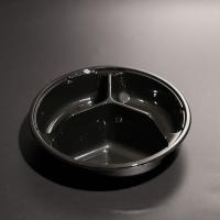 China Disposable 3-Compartment PET Plastic Food Tray 175mm Round Custom Logo for sale