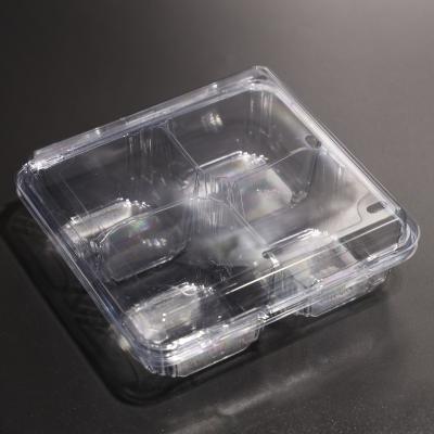 China PET 4-Compartment Rectangular Disposable Plastic Food Container 170x170x55mm Leak Proof for sale