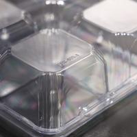 China PET 4-Compartment Rectangular Disposable Plastic Food Container 170x170x55mm Leak Proof for sale