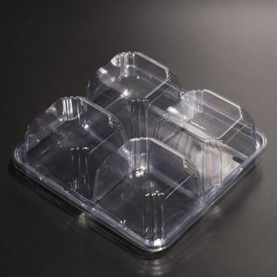 China PET 4-Compartment Food Container 170x170x55mm with Lid for Fresh Fruit and Vegetable for sale