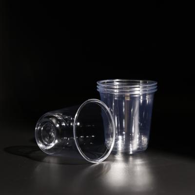 China 14oz Clear Disposable PET Cups 1000pcs Stackable BPA Free with Dome Flat Lids for sale