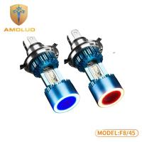 China Custom Motorcycle Headlight DC 9-36V LED Angel Eyes H4/HS1 30mm Diameter 2800 Lumens for sale