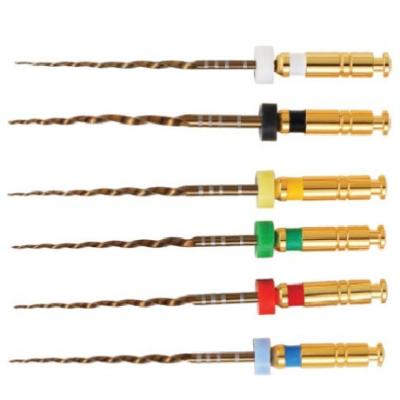 China Dental Root Canal Rotary Files Reamer Instruments Size 15-60 F Gold Both Taper 4 Taper 6 for sale