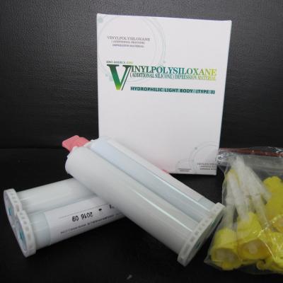 China Vinylpoly Siloxane Additional Silicone Impression Material Hydrophilic Light Body Type 3 for sale