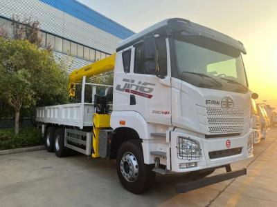 China Heavy-Duty FAW 6X4 Truck with 12 ton Crane for Transport for sale