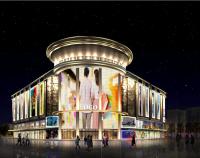 China Flexible LED Curtain Wall Display High Transparency P83 IP67 PC Body Point Light for sale