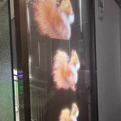 China LED Transparent film Screen  with Glass Window Video Playing Full Color Indoor Advertising Display for sale
