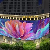 China RGB Full Color P100 DMX512 Soft Flexible Advertising LED Mesh Screen High Brightness for sale