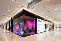 China Indoor LED Transparent Film Screen Self-Adhesive Flexible P10 Advertising Display on Glass for sale