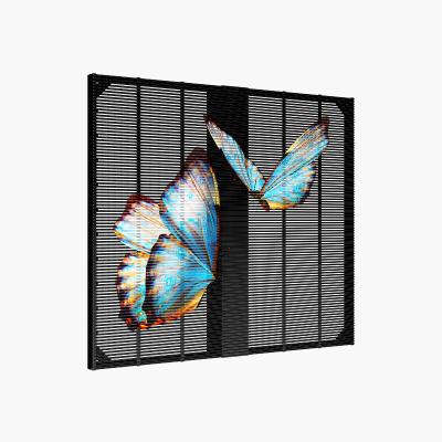 China High Brightness P2.6 4000-4500cd See Through Full Color RGB  Mesh Grille Large Indoor Transparent Glass LED Display Panel Screen for sale