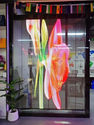 China P3.9 1000*500mm Led Ice Display Led Mesh Video Wall Shop Window Advertising Grille Glass Curtain Outdoor Transparent Screen for sale