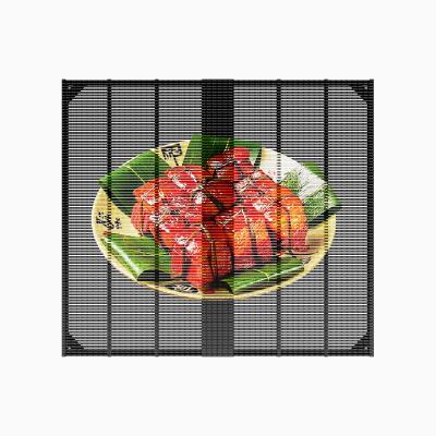 China High Definition P2.6 4000-4500cd 500*1000mm Led Grid Screen Full Color Window Transparent Advertising Translucent Led Grid Screen Display for sale