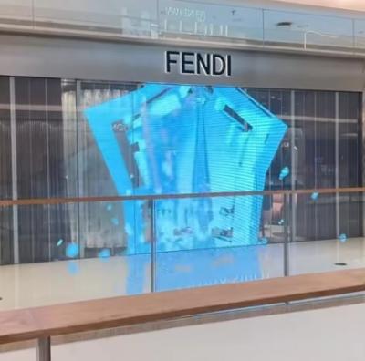 China Transparent Advertising Led Video Wall Panel Crystal Rgb  Glass Thin  Mesh Glass Sticker Screen Luxury led transparent Grille screen for sale