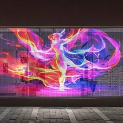 China Flexible Ultra Transparent Film Led Screen Indoor Full Color High Transparency Glass Window Led Advertising Video Display for sale