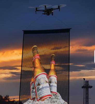 China Drone Show Advertisement LED Magic Carpet Mesh Flying Flexible Ultra Transparent LED Display Screen for sale