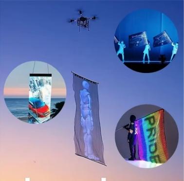 China P15 Factory Direct Flying Screen Outdoor LED Film Screen for Drone Show Scenic Performances & Advertising Video Display Screen for sale