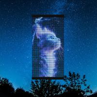 China LED Flying Magic Carpet Screen Drone Soft Screen P20 5V Led Video Curtain Flag Curtain Advertising Video Display for sale