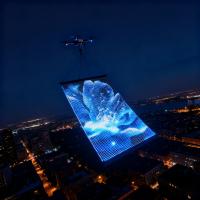China P25 Transparent Flying LED Display with Drone  Film Screen  Rechargeable  Flying Digital Projection High-Impact Event Show for sale