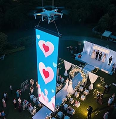 China Drone Flying Led Display Screen Flexible Transparent Led Outdoor Advertising Display for sale