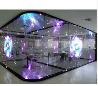 China P3.91 LED Transparent Hologram Screen Flexible Ultra Slim Advanced Technology for  Glass Window Dynamic Displays for sale