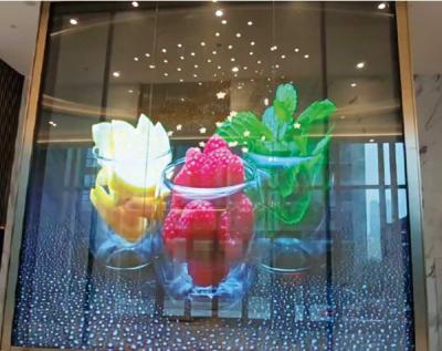 China P20 Roll Up Transparent Holographic 3D Film Advertising Display Glass Adhesive Smart Led Display Indoor Screen for Shopping Mall Retail Store for sale