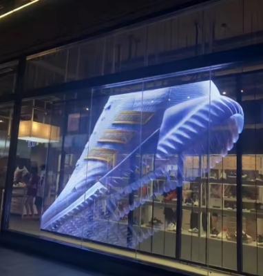 China P3.91 Ultra-Light LED Holographic Transparent Screen Flexible LED Film Display for Glass Window Retail Store Mall Advertising High Brightness Digital Signage for sale