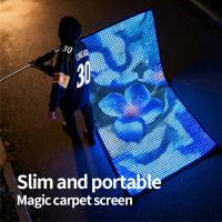 China Flexible P25 Flag Banner Outdoor Ultra Transparent Drone Show Advertisement LED Magic Carpet MeshFlying LED Display Screen for sale