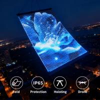 China Flexible P25 Flag Banner Outdoor Ultra Transparent Drone Show Advertisement LED Magic Carpet MeshFlying LED Display Screen for sale