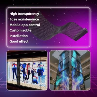 China P3.91Flexible Transparent Holographic 3D LED Film Led Screen for Window Glass Mall Indoor 3D Video Wall Advertising for sale