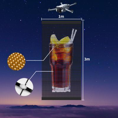 China P25 DC12V Highly Transparent Flying LED Mesh LED Display Screen for Drone Show for sale