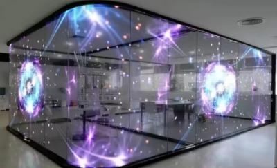 China P7.82 LED Holographic Display Screen Transparent Flexible High Brightness LED Film Screen for Glass Window Shopping Mall Storefront Advertising Display Easy Installation Smart Control HD Visual Effect for sale