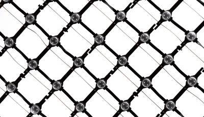 China Outdoor P143 SMD3535 Full Color Grille Mesh Transparent LED Wall Display for Retail Store for sale