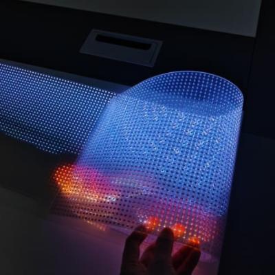 China P10 Indoor Full Color  Adhesive Flexible LED Transparent Film Screen for retail windows exhibitions for sale