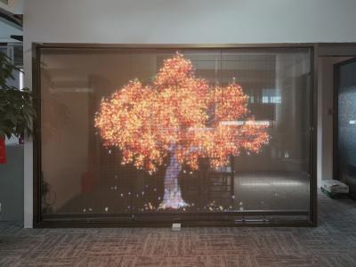 China Flexible 6mm Pixel LED Transparent Film Screen with IP65 Rating and Customizable Luminous Flux for Indoor Glass Side Use for sale
