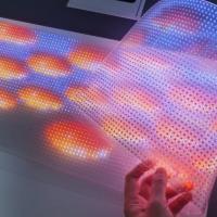China P8 LED Transparent Film Screen with ninety percent transparency and ultra thin flexible film for seamless integration on glass facades for sale