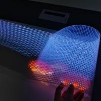 China P8 LED Transparent Film Screen with ninety percent transparency and ultra thin flexible film for seamless integration on glass facades for sale