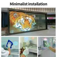 China P5 Tool Free Peel Stick Self Adhesive Transparent LED Film Display Screen for Glass Window Quick DIY Setup for sale