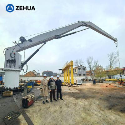 China Zehua Hydraulic Marine Crane 2 Ton Small Mini Construction Marine Crane Marine Travel Lift Yacht Crane for sale