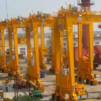 China Zehua 80T RTG Rubber Gantry 1 Ton 2 Ton 3 Ton 5 Ton Mobile Portable Gantry Crane With Electric Chain Hoist for sale