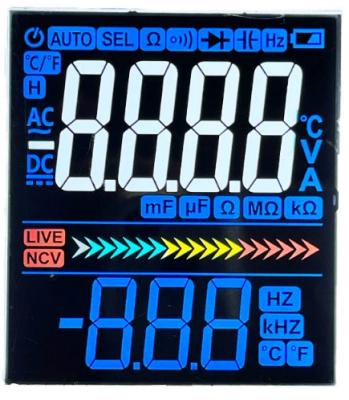 China Custom Multimeter VA LCD Panel 3.3V Segment LCD Display 53x62mm Transmissive for sale